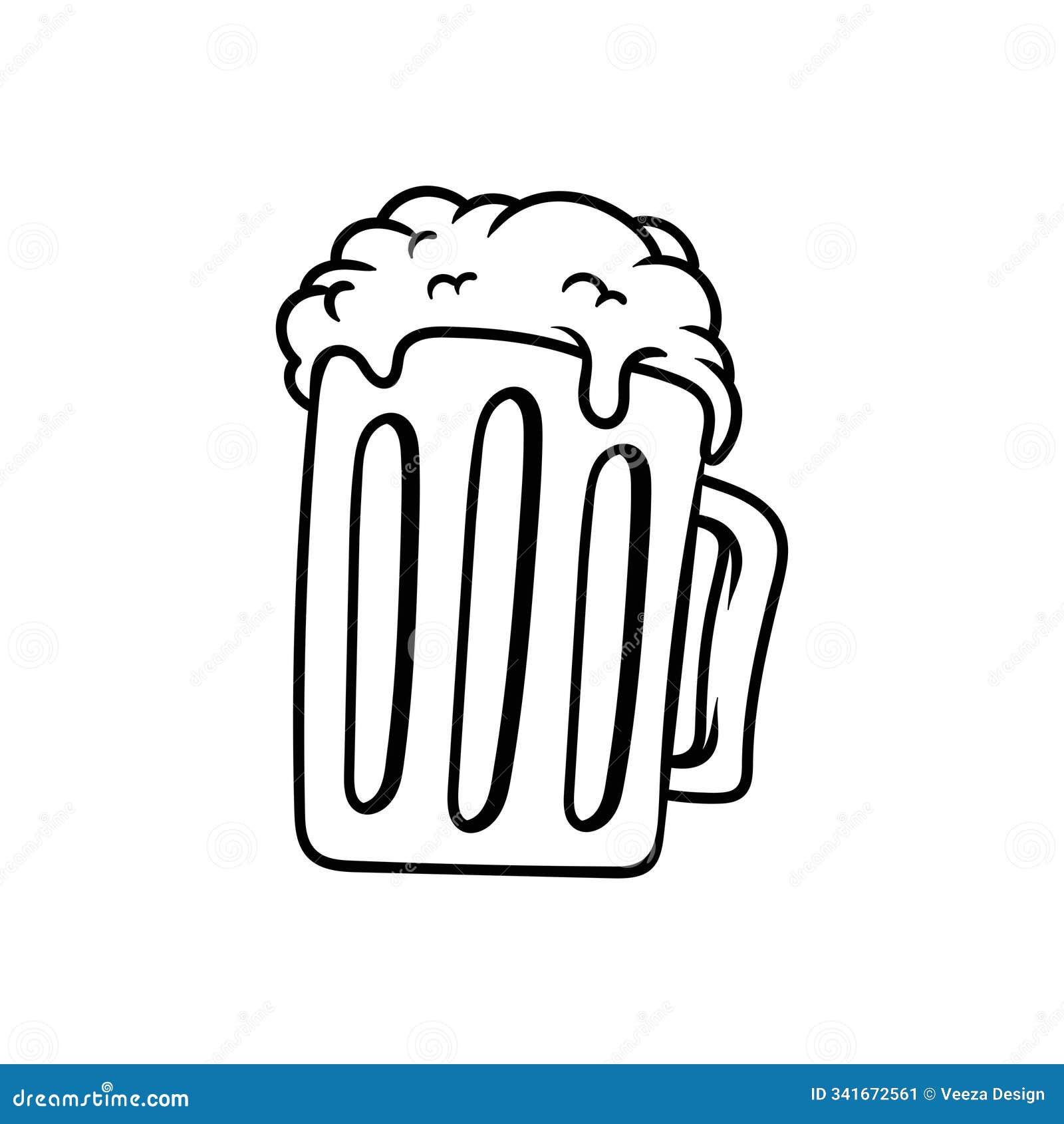 Beer Glass Mug Drawing Coloring Line Art Style Sketch Classic Vintage ...