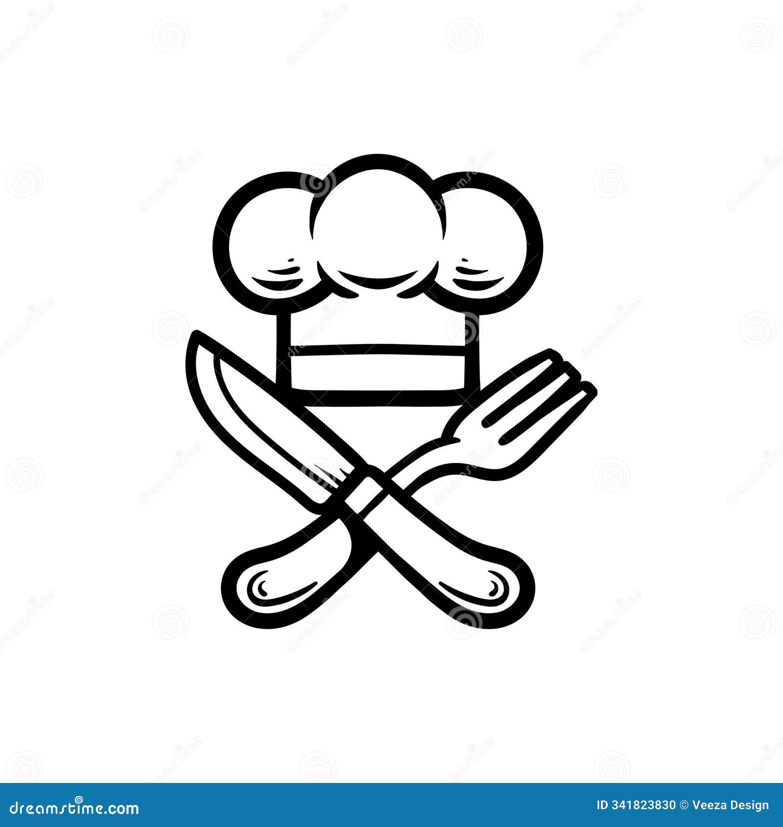 Kitchen Set with Chef Hat Drawing Coloring Line Art Style Sketch ...