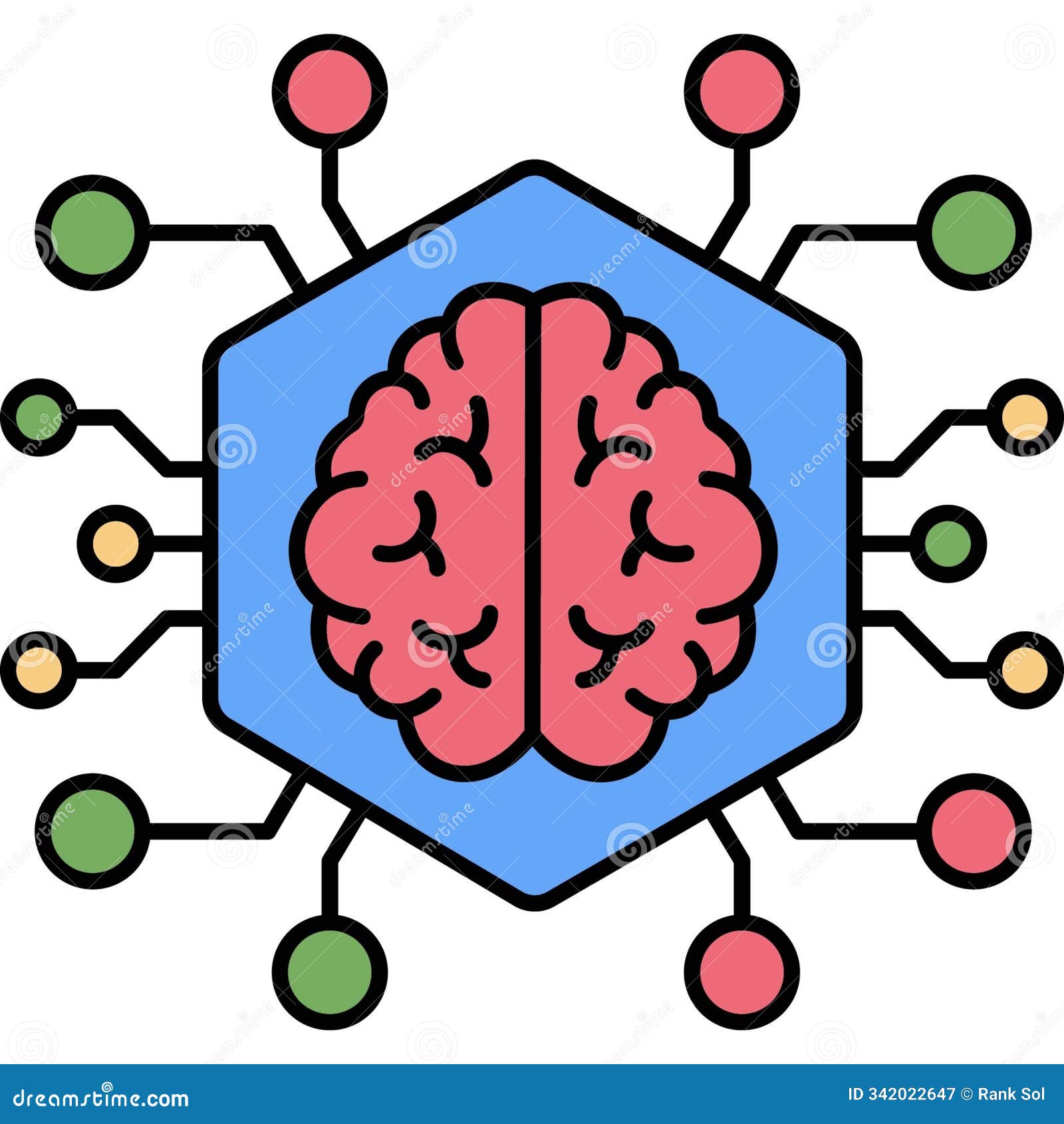 Ai Network Management Vector Icon in Color Style Stock Illustration ...