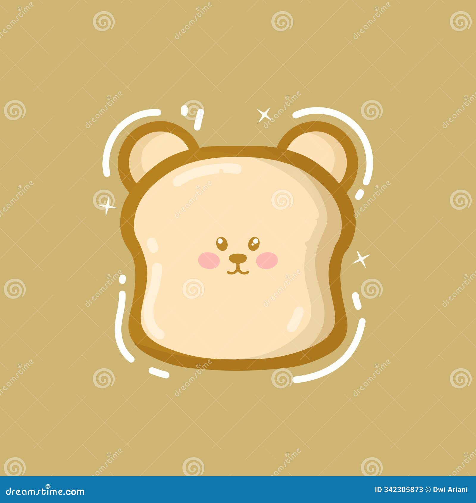 Cute Cartoon Bread Bear Face Vector Stock Illustration - Illustration ...