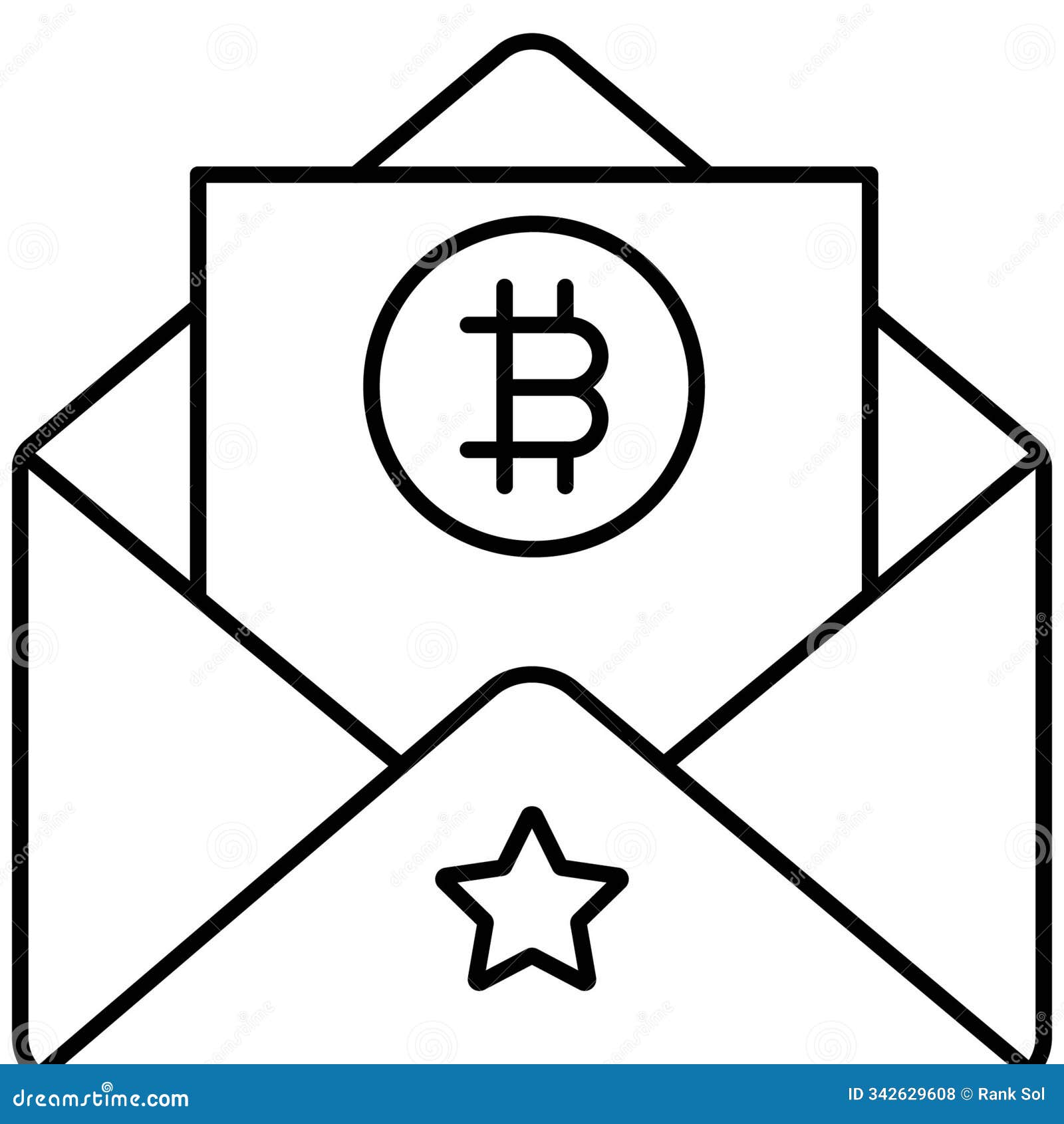 Bitcoin Mail Vector Icon in Line Style Stock Illustration ...