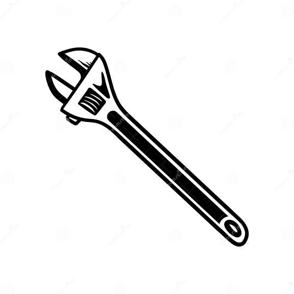 Wrench Tools Drawing Coloring Line Art Style Sketch Classic Vintage ...