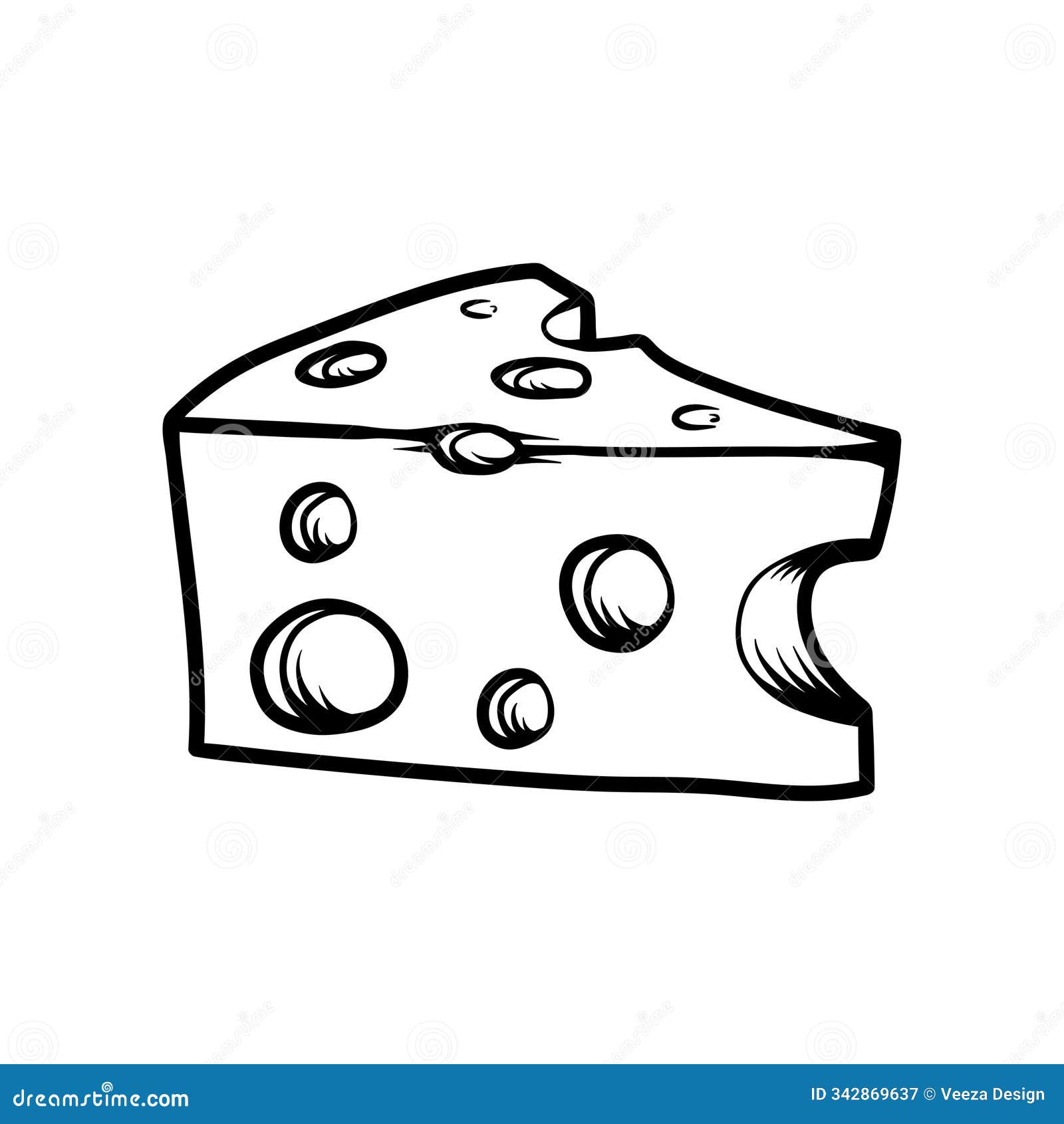 Sliced of Cheese Drawing Coloring Line Art Style Sketch Classic Vintage ...