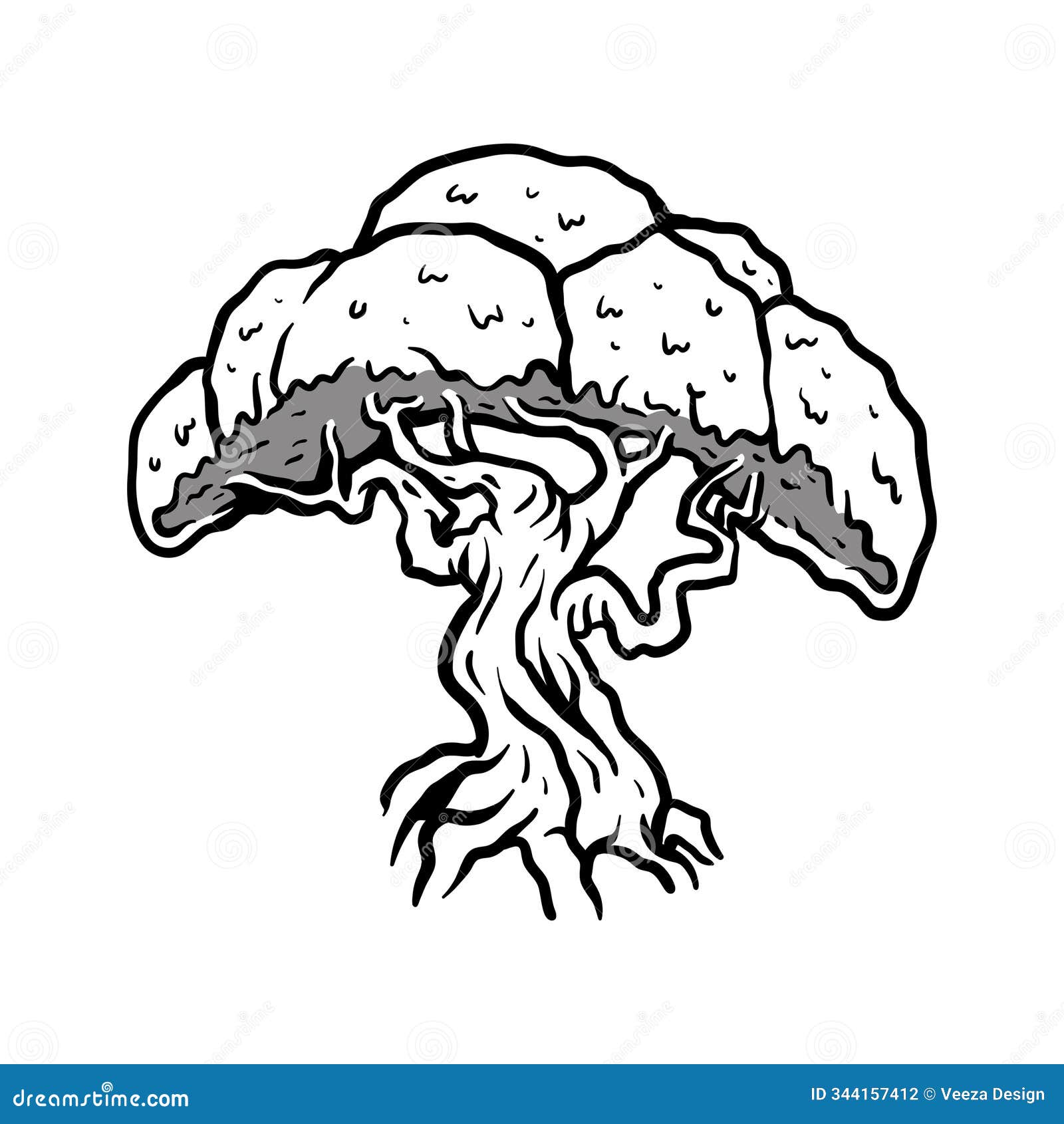 Old Tree Logo Isolated Drawing Coloring Line Art Style Sketch Classic ...