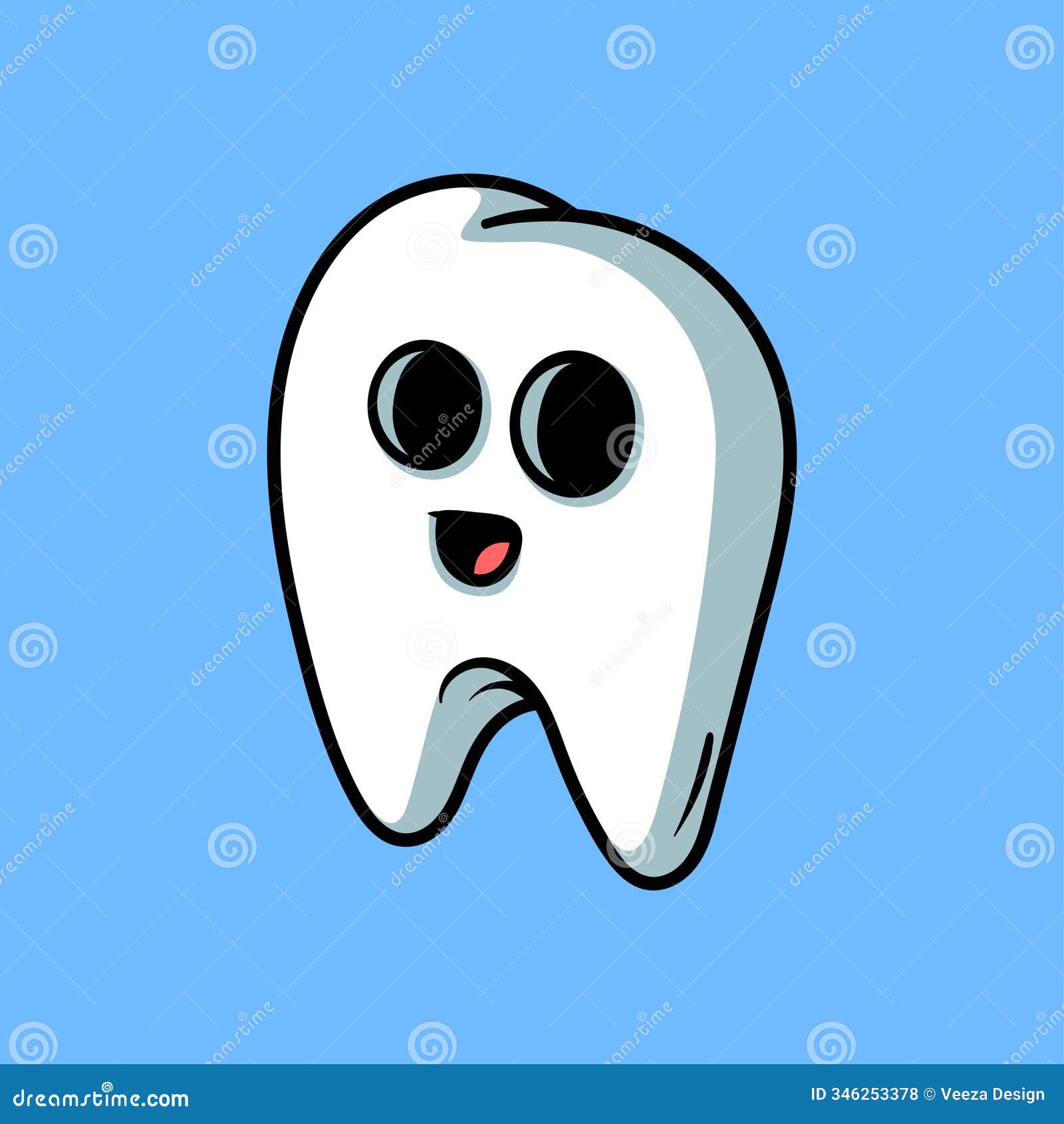 Fun Single Teeth Cartoon Character Colored Isolated Drawing Line Art ...