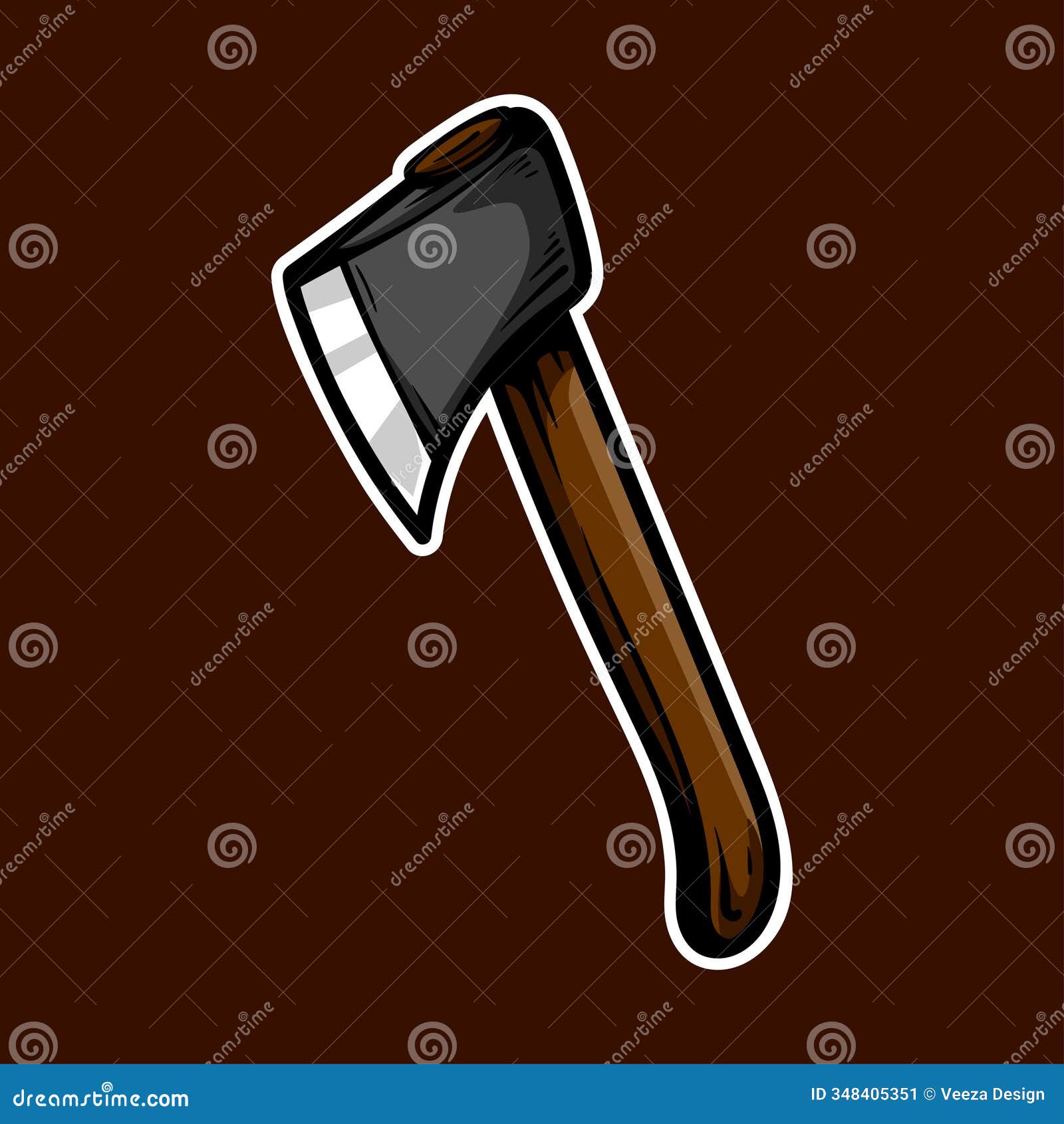 Wooden Axe Ax Isolated Colored Drawing Line Art Style Sketch Classic ...