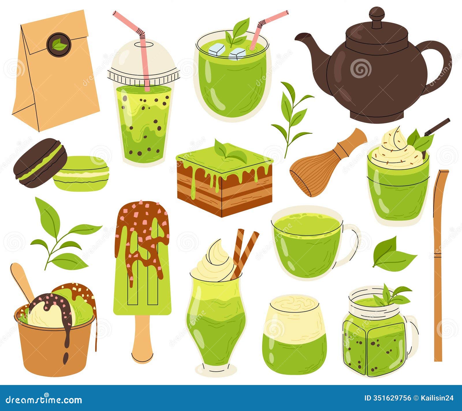 Matcha Making Tools. Bamboo Chasaku And Chasen. Green Tea. Flat ...