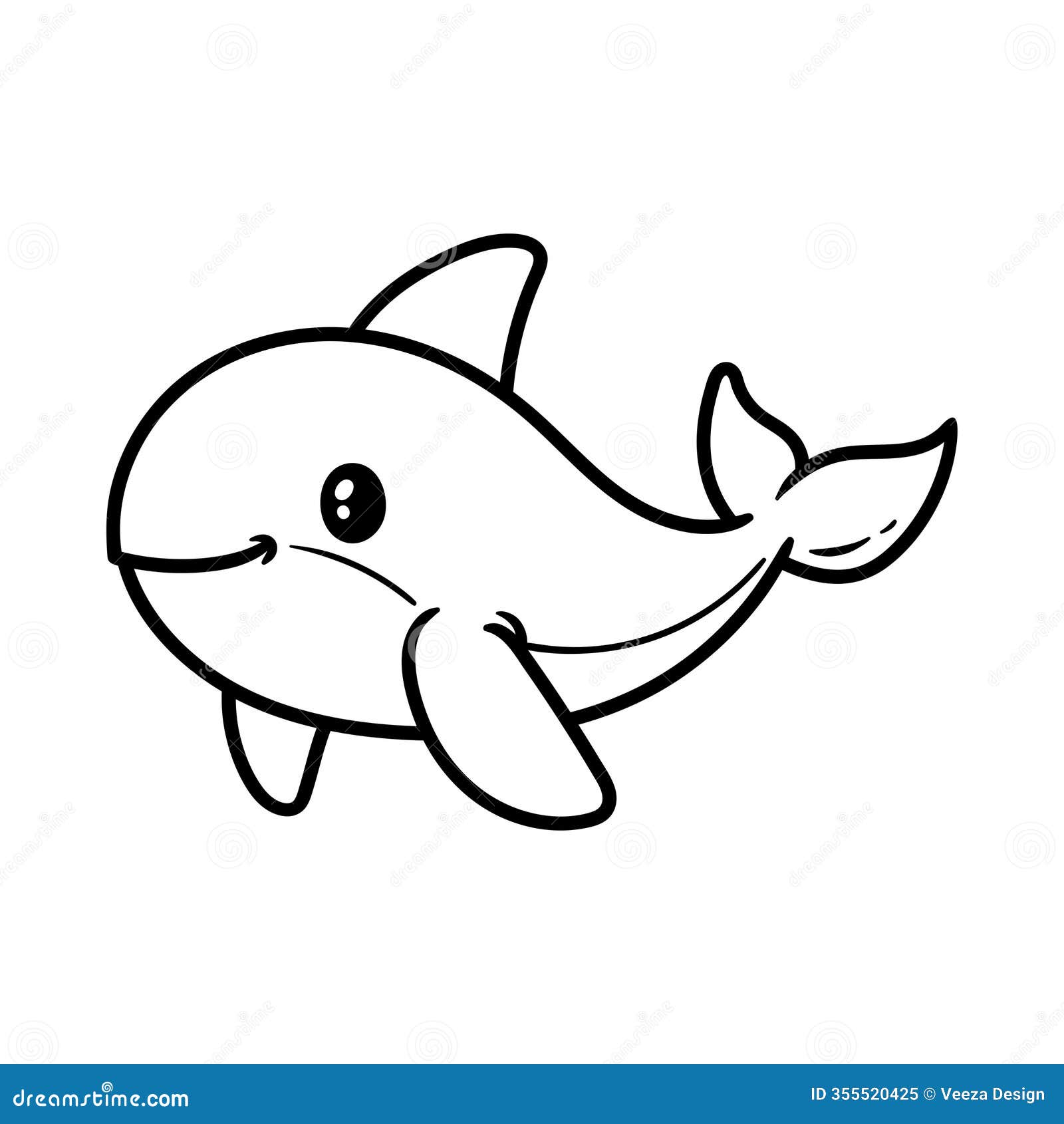 Fun Cute Simple Shark Cartoon Character Isolated Drawing Line Style ...