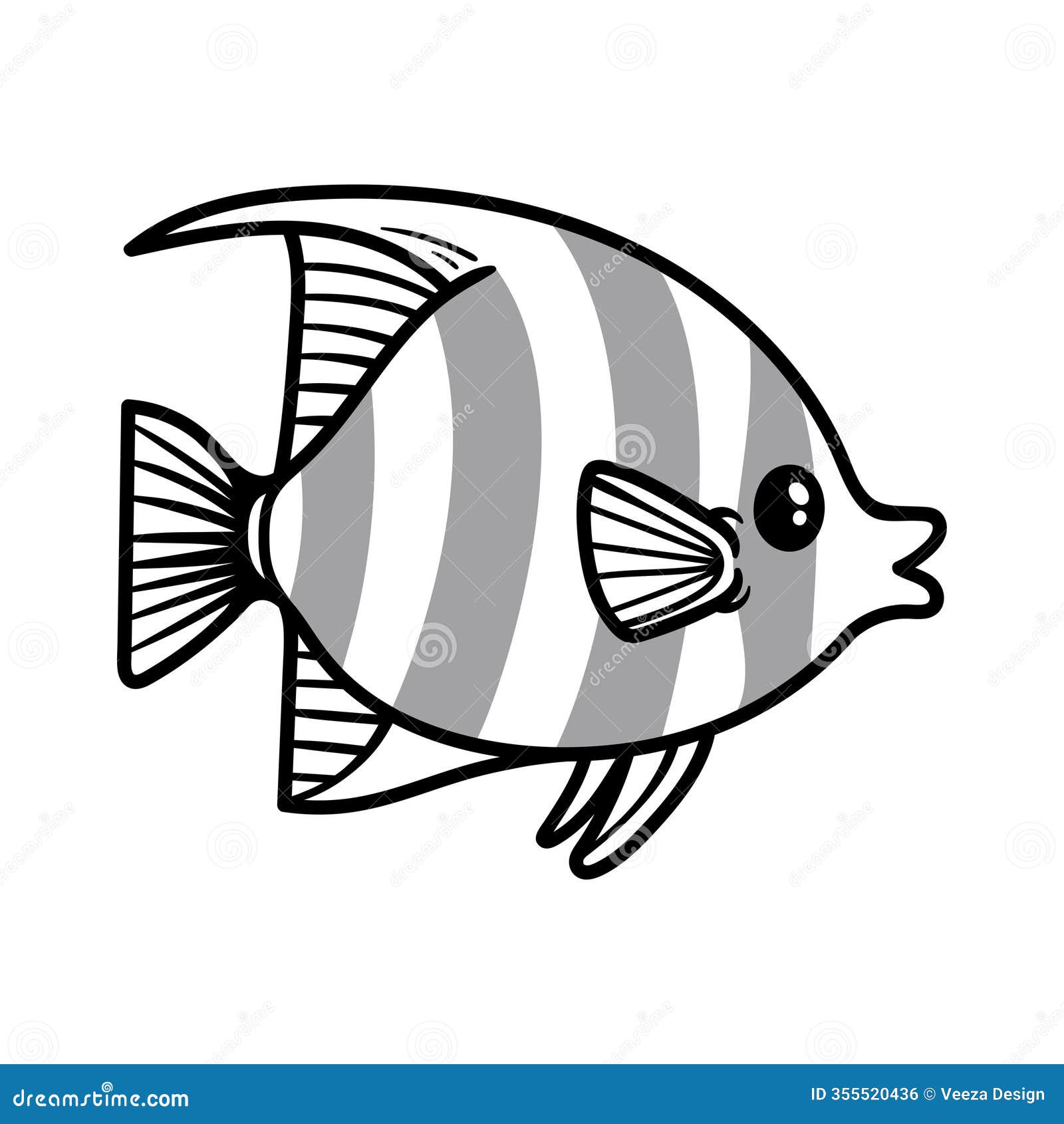 Fun Cute Tropical Angelfish Fish Cartoon Character Isolated Drawing ...