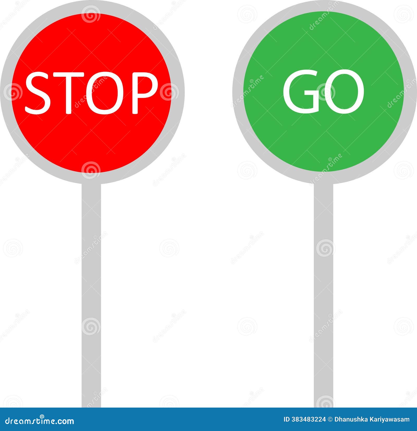 Red Stop And Green Go Signs - Isolated Icons, Traffic Control Hand ...