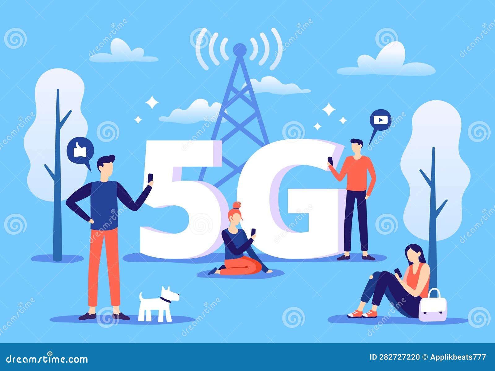Mobile 5g Connection. People with Smartphones Use High Speed Internet ...