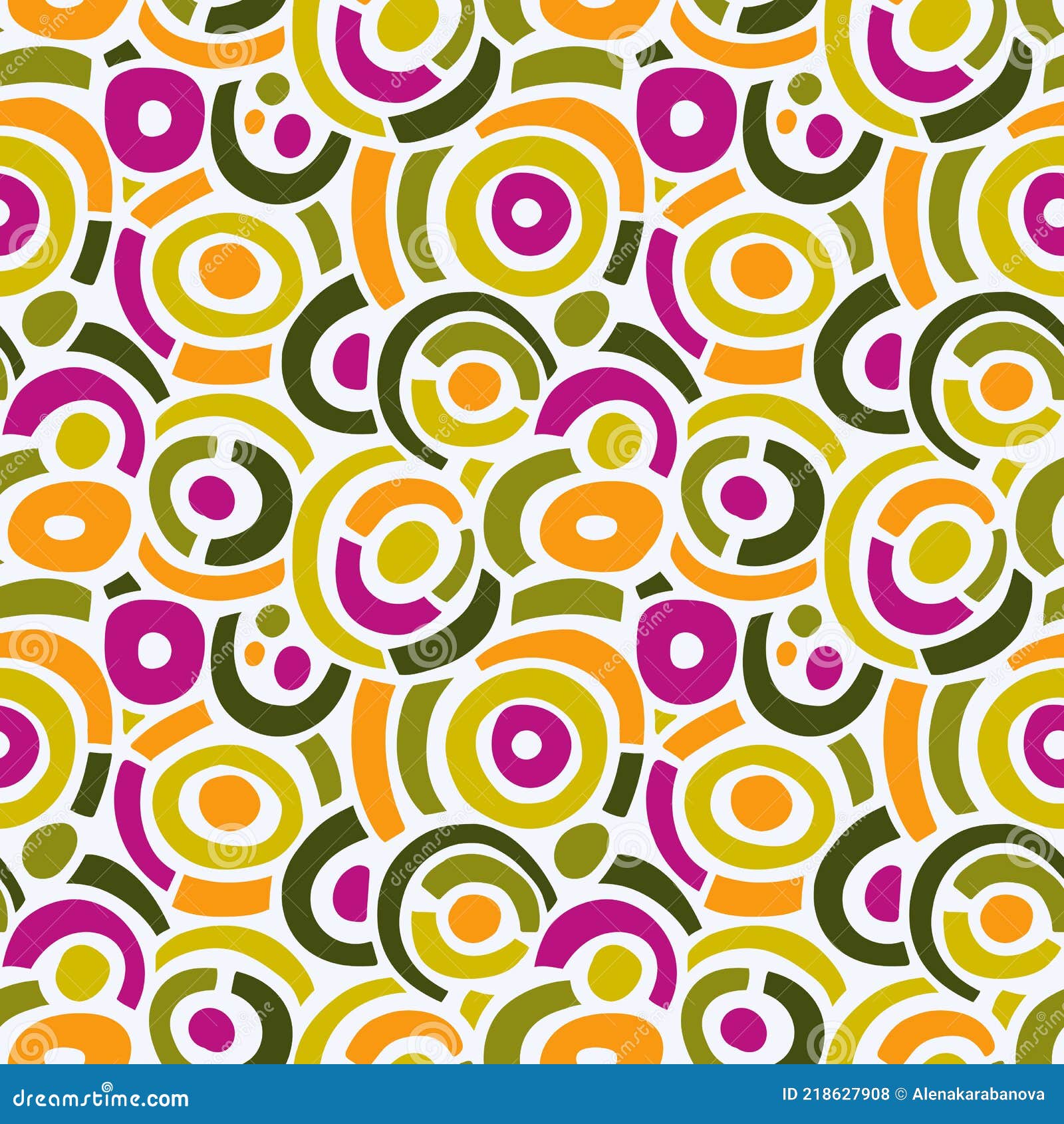 Abstract Circular Design in Magenta and Green Colors. Vector Seamless ...