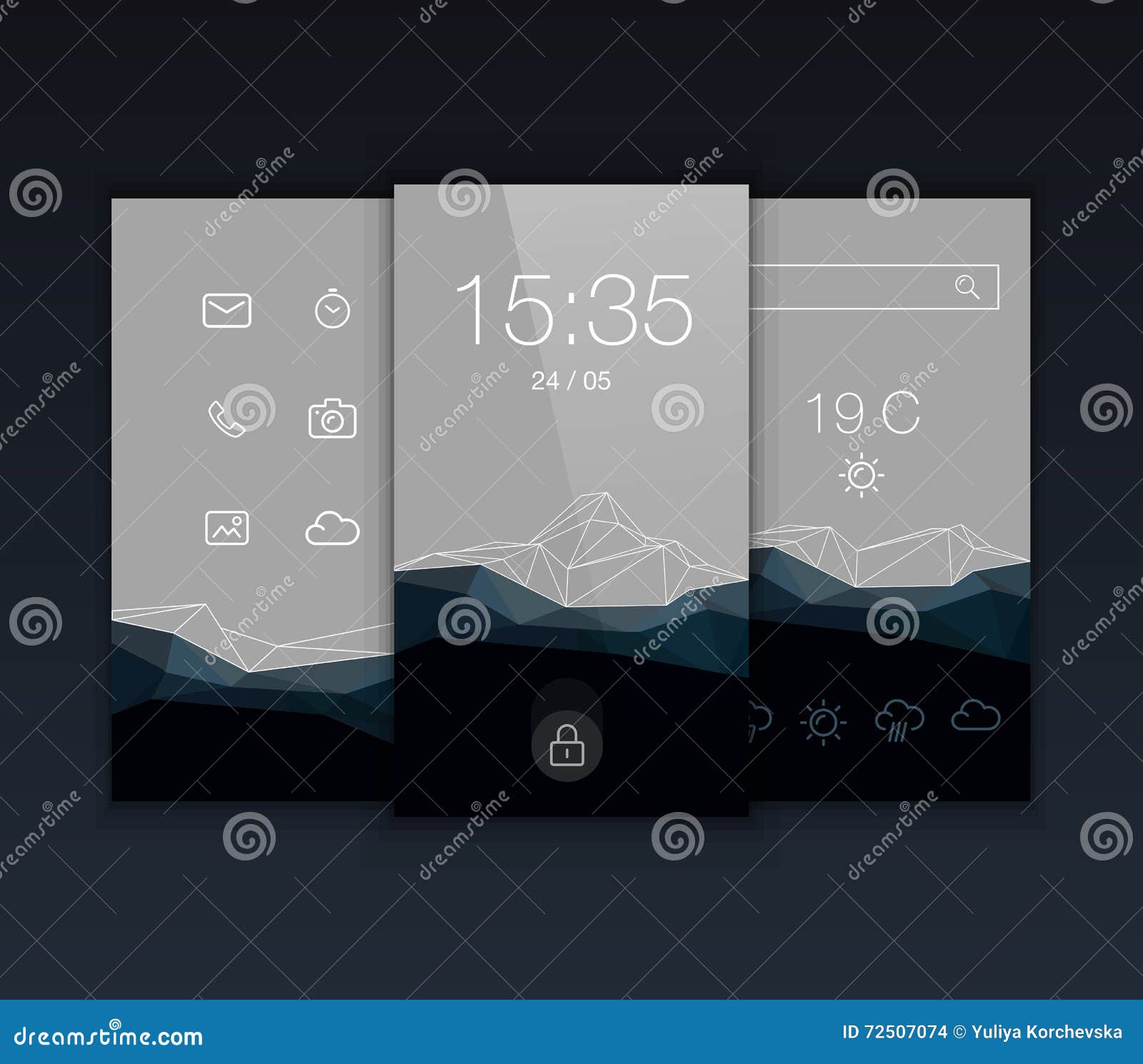 Mobile Abstract Interface Wallpaper Design. Abstract Mountains B Stock ...