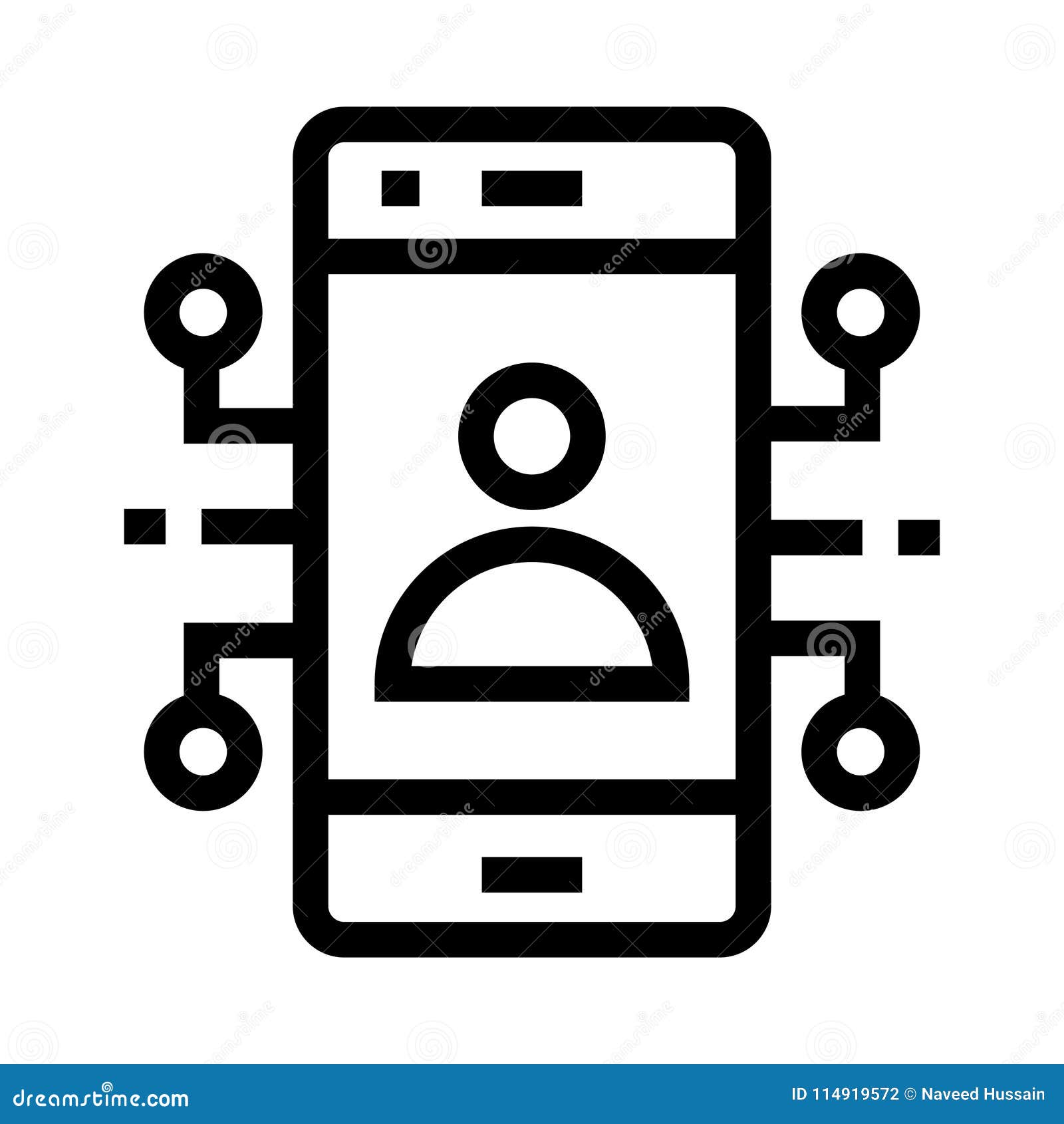 Mobile Account Vector Line Icon Stock Vector - Illustration of concept ...