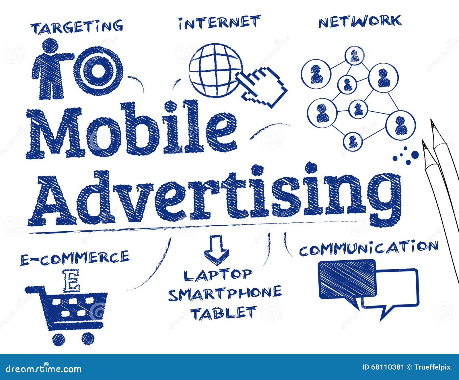 Mobile advertising concept stock illustration. Illustration of media ...