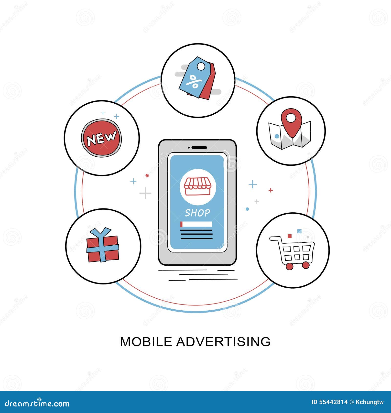 Mobile advertising concept stock vector. Illustration of service - 55442814