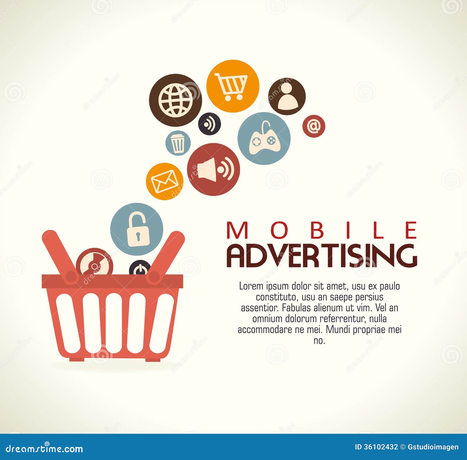 Mobile advertising stock vector. Illustration of cart - 36102432
