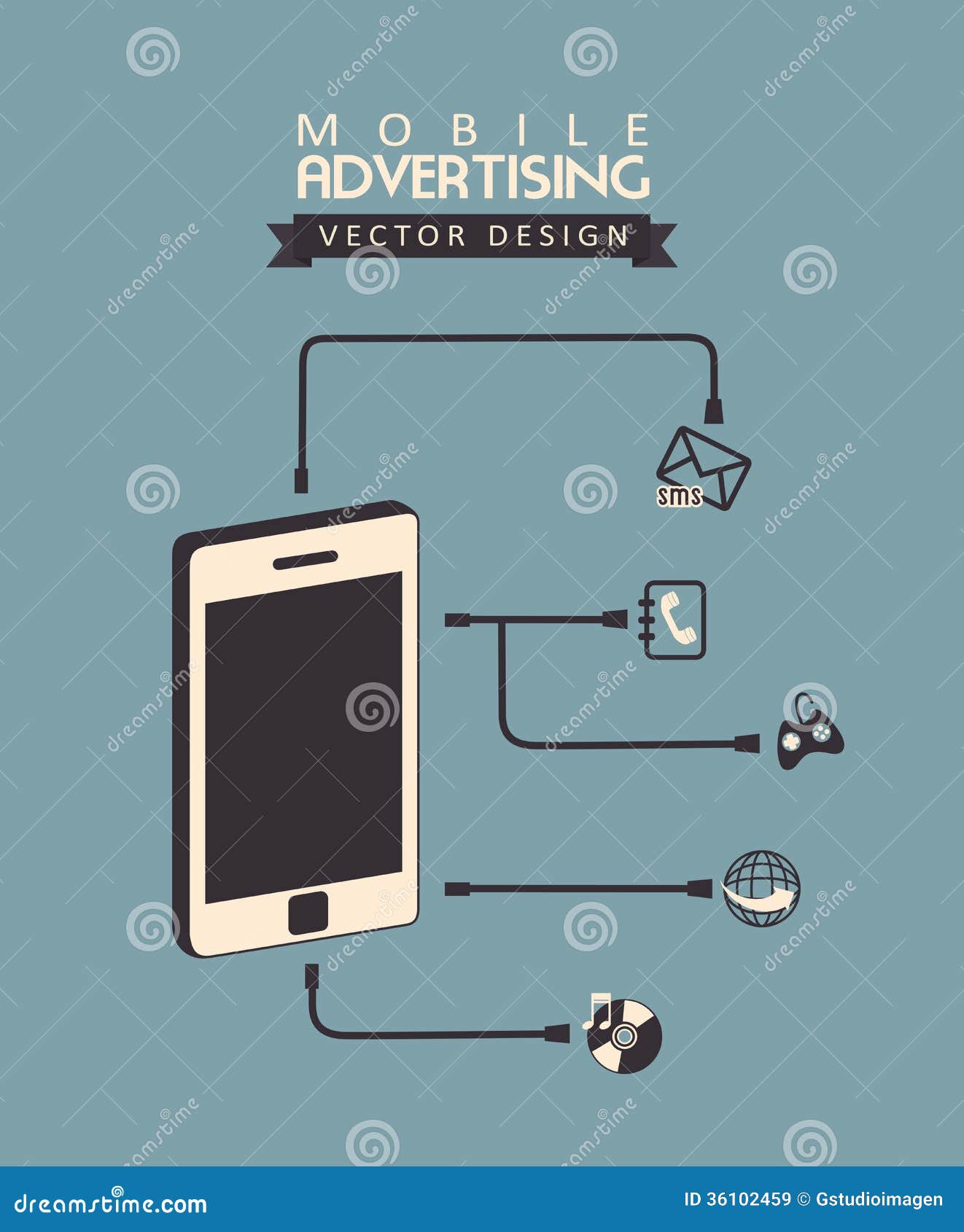 Mobile advertising stock vector. Illustration of information - 36102459