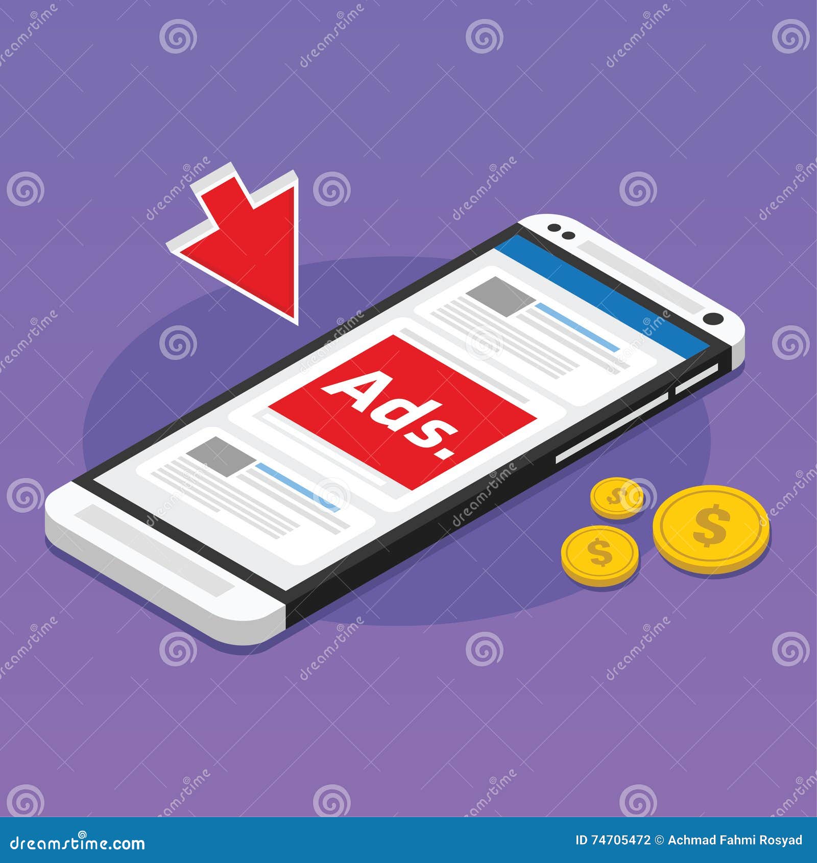 Mobile Advertising Social Media Sponsored Stock Vector - Illustration ...