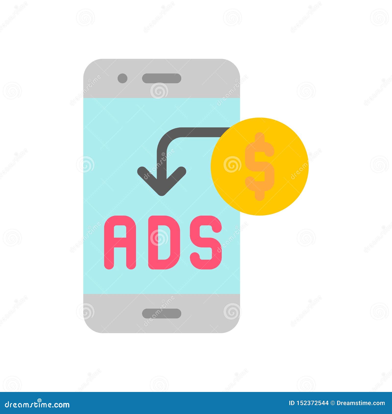 Mobile Advertising Vector, Digital Marketing Flat Style Icon Stock ...