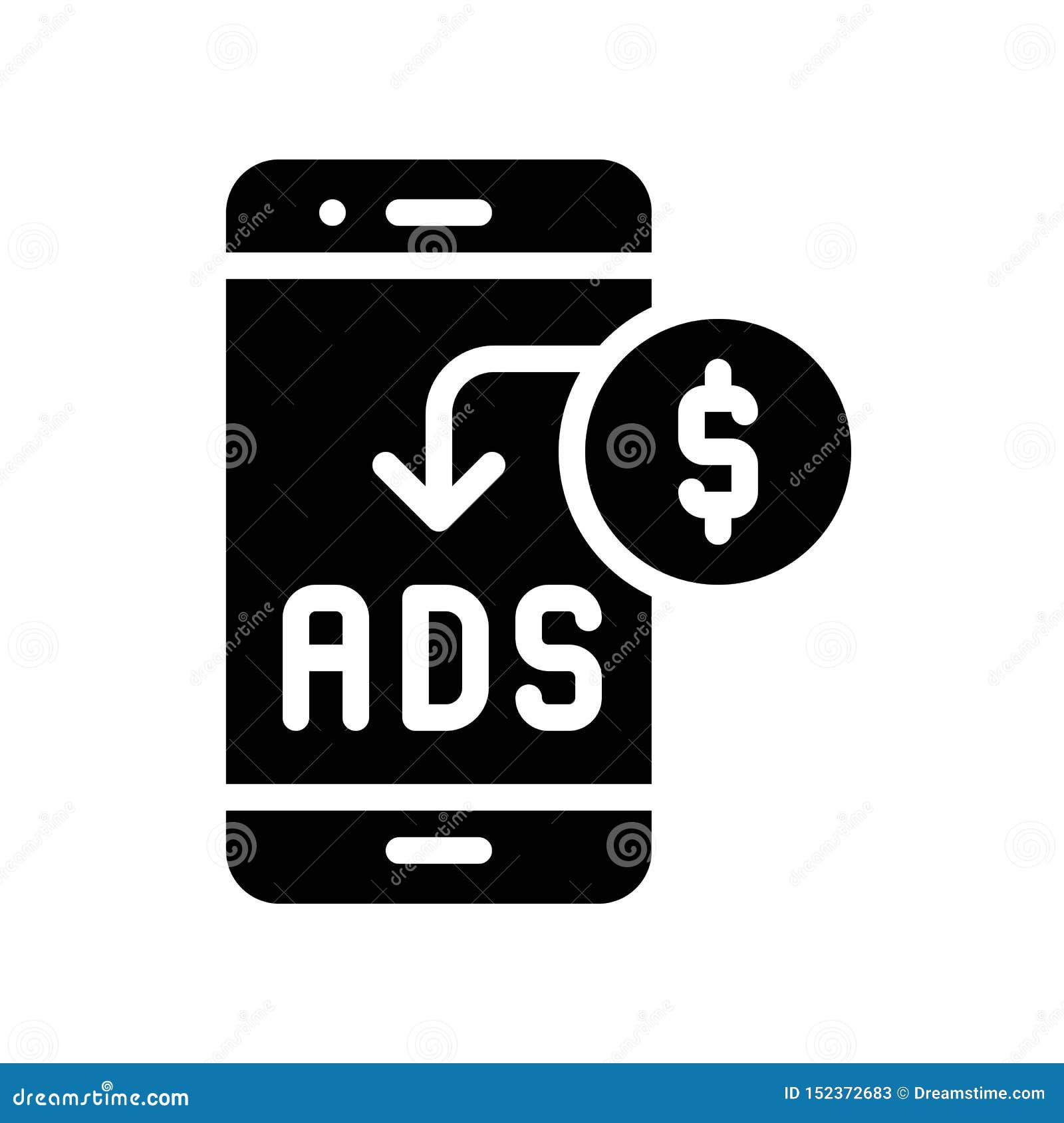 Mobile Advertising Vector, Digital Marketing Solid Style Icon Stock ...