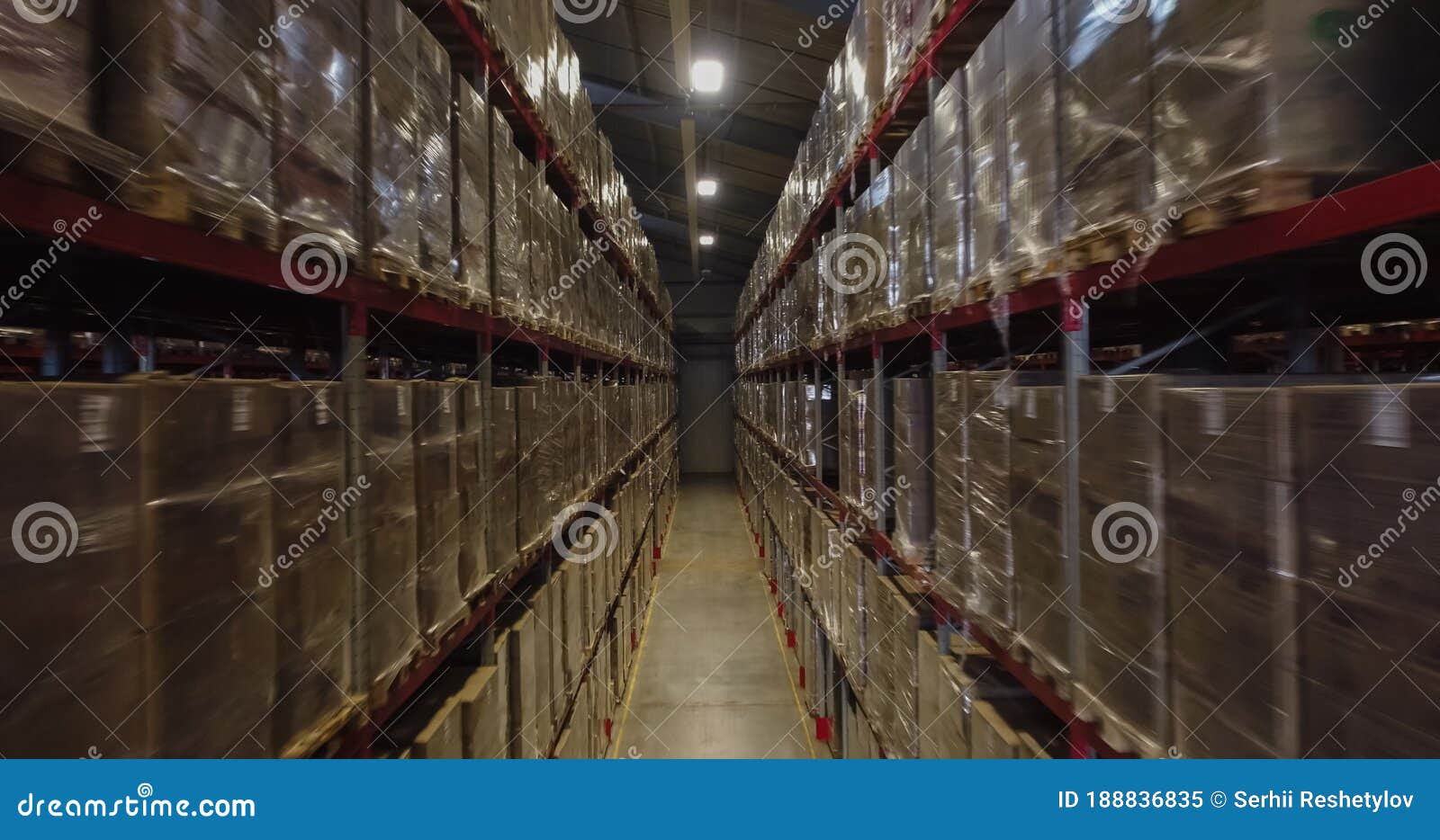 Mobile Aisle Racking System in Distribution Warehouse Stock Image ...