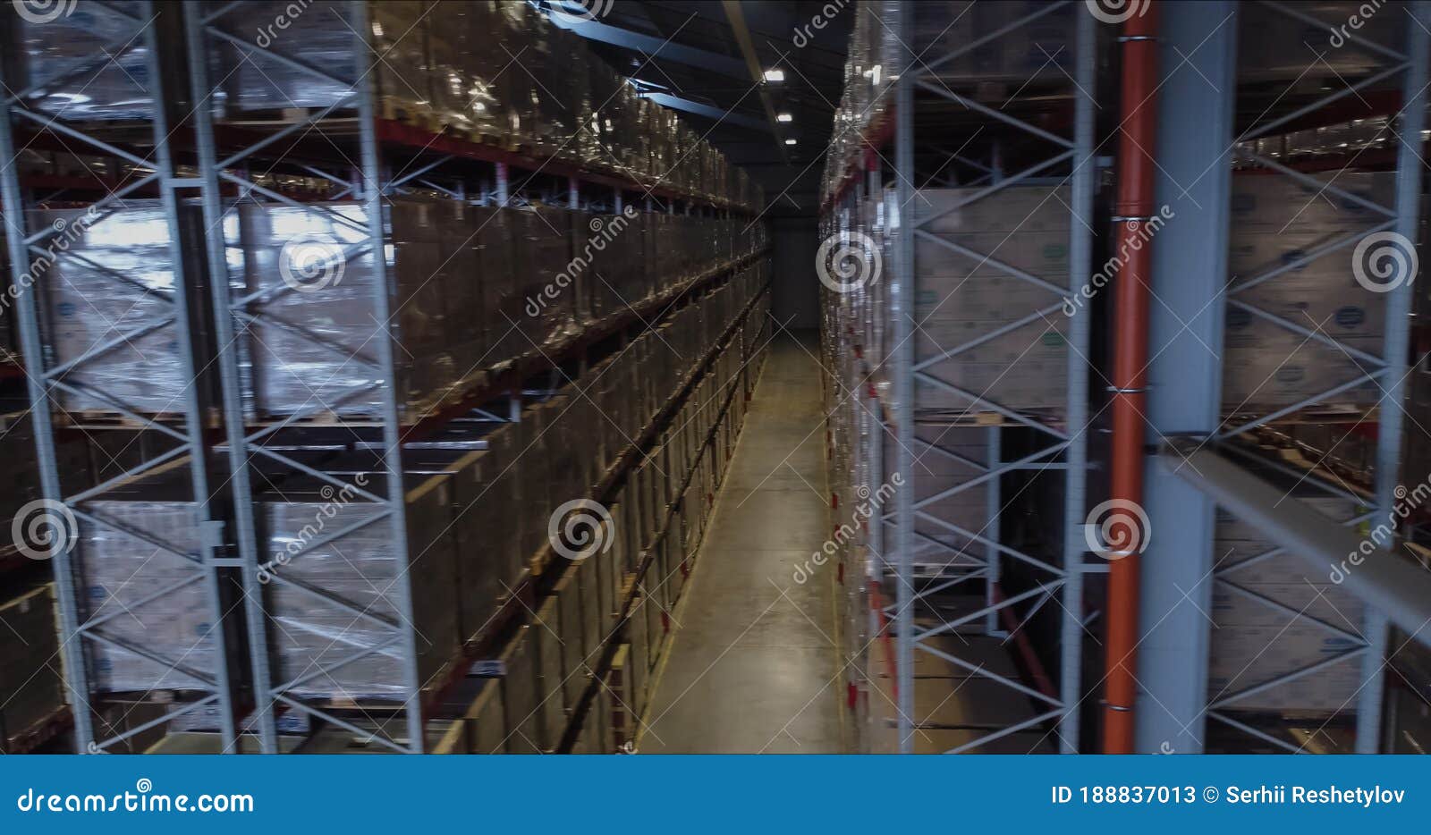 Mobile Aisle Racking System in Distribution Warehouse Stock Image ...