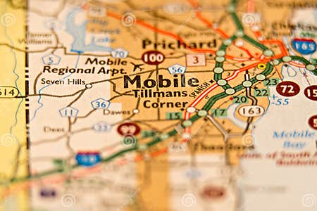 Mobile alabama area map stock image. Image of geography - 83084911