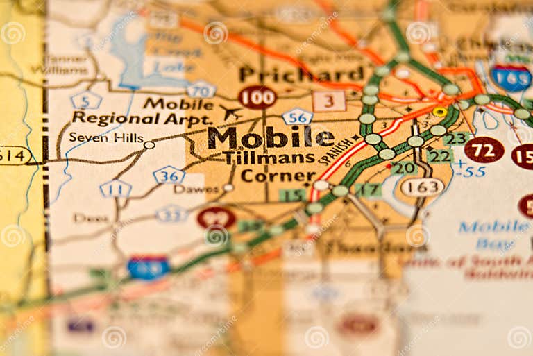 Mobile alabama area map stock image. Image of geography - 83084911