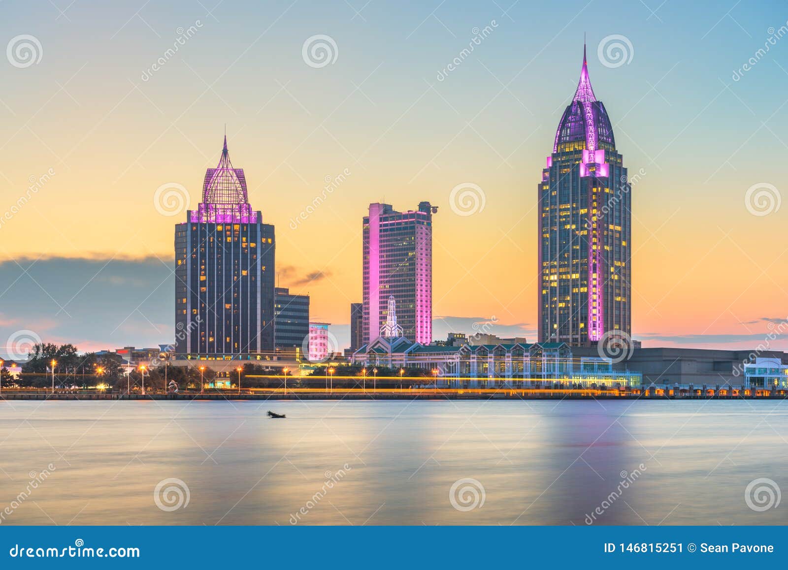 Mobile, Alabama, USA River Skyline Stock Image - Image of center ...