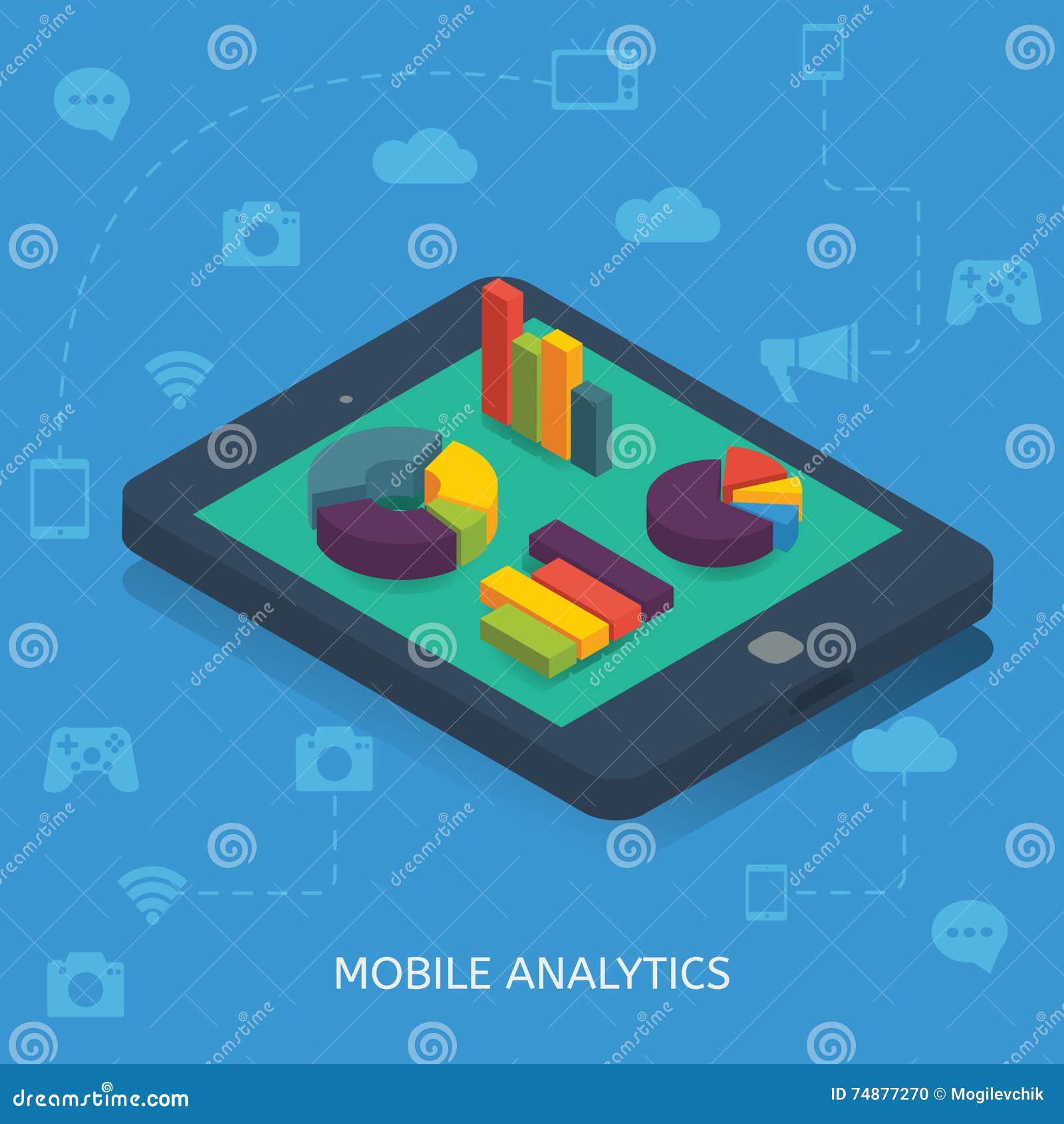 Mobile Analytics Isometric Design Stock Vector - Illustration of laptop ...