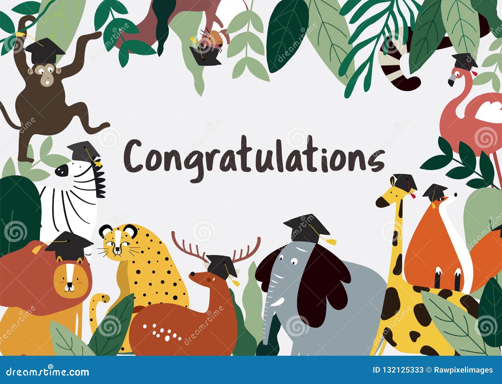 Animal Cartoon Style Congratulations Card Vector Stock Vector ...