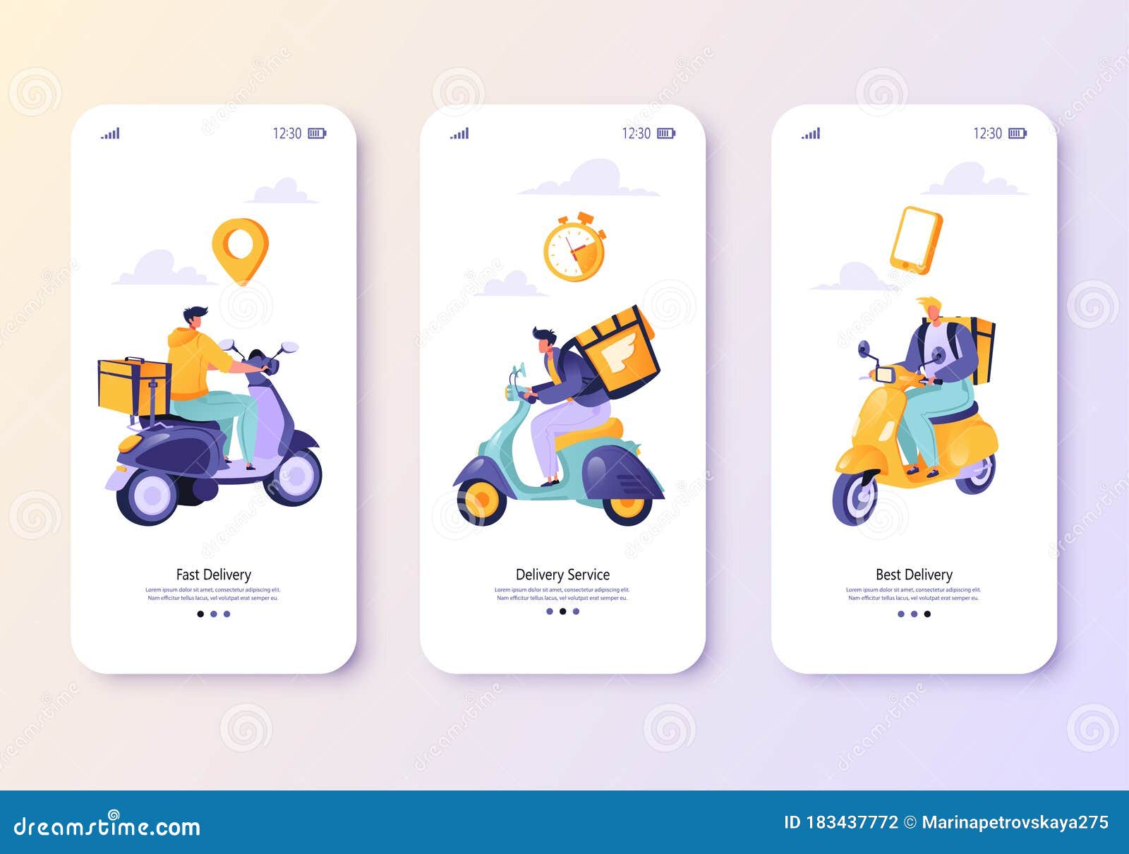 Delivery Service Order Shipping Mobile App Page Onboard Screen Set ...