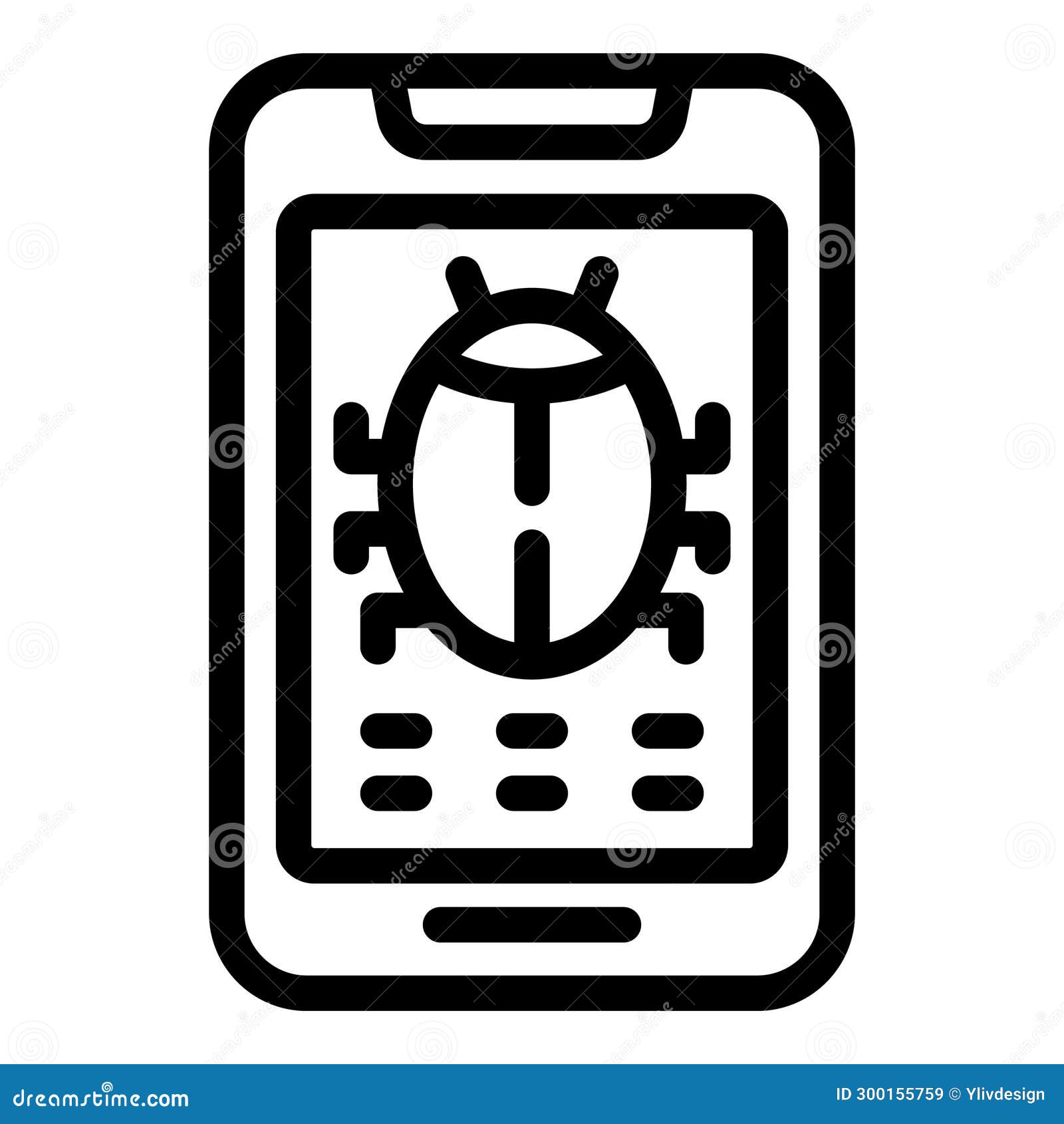 Mobile App Bug Icon Outline Vector Application Software Debugging Stock Vector Illustration