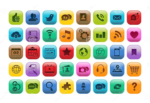 Mobile App Button Icon Set stock vector. Illustration of dialog - 28020024