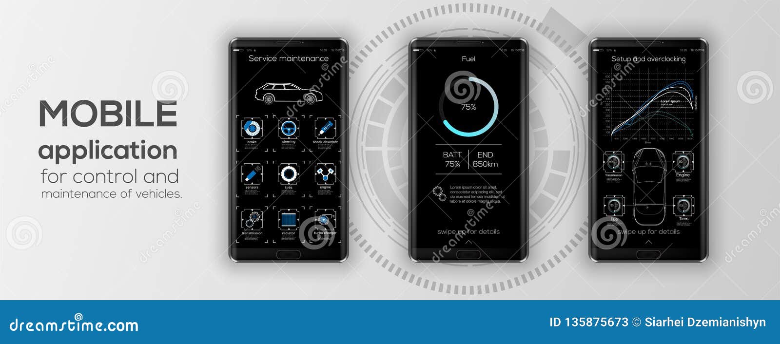 Mobile App Cars Infographic Template with Modern Design Stock Vector ...