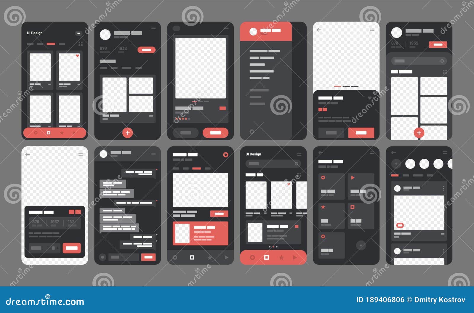 Mobile App Concept. Flowchart with UI Elements. Stock Vector ...