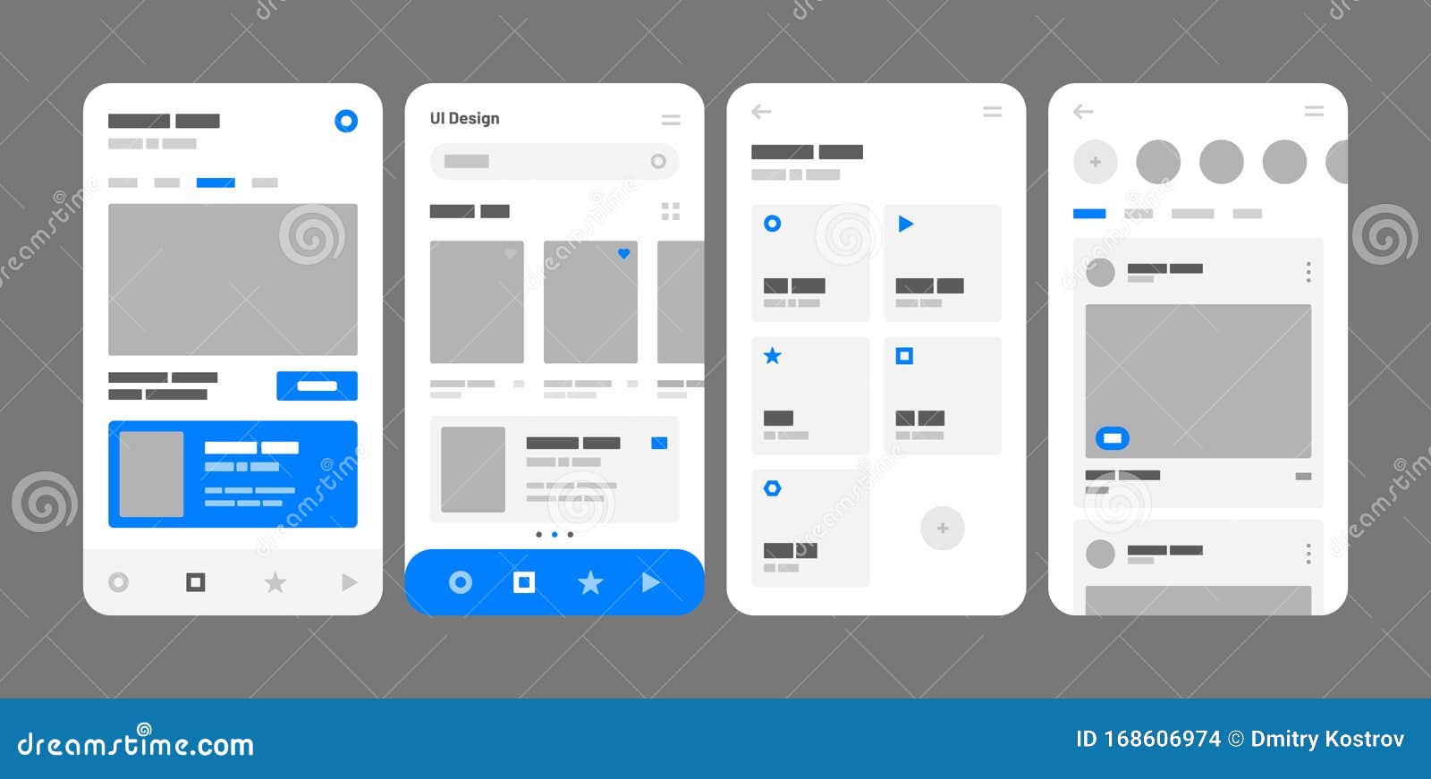 Mobile App Concept. Flowchart With UI Elements. Vector Illustration ...