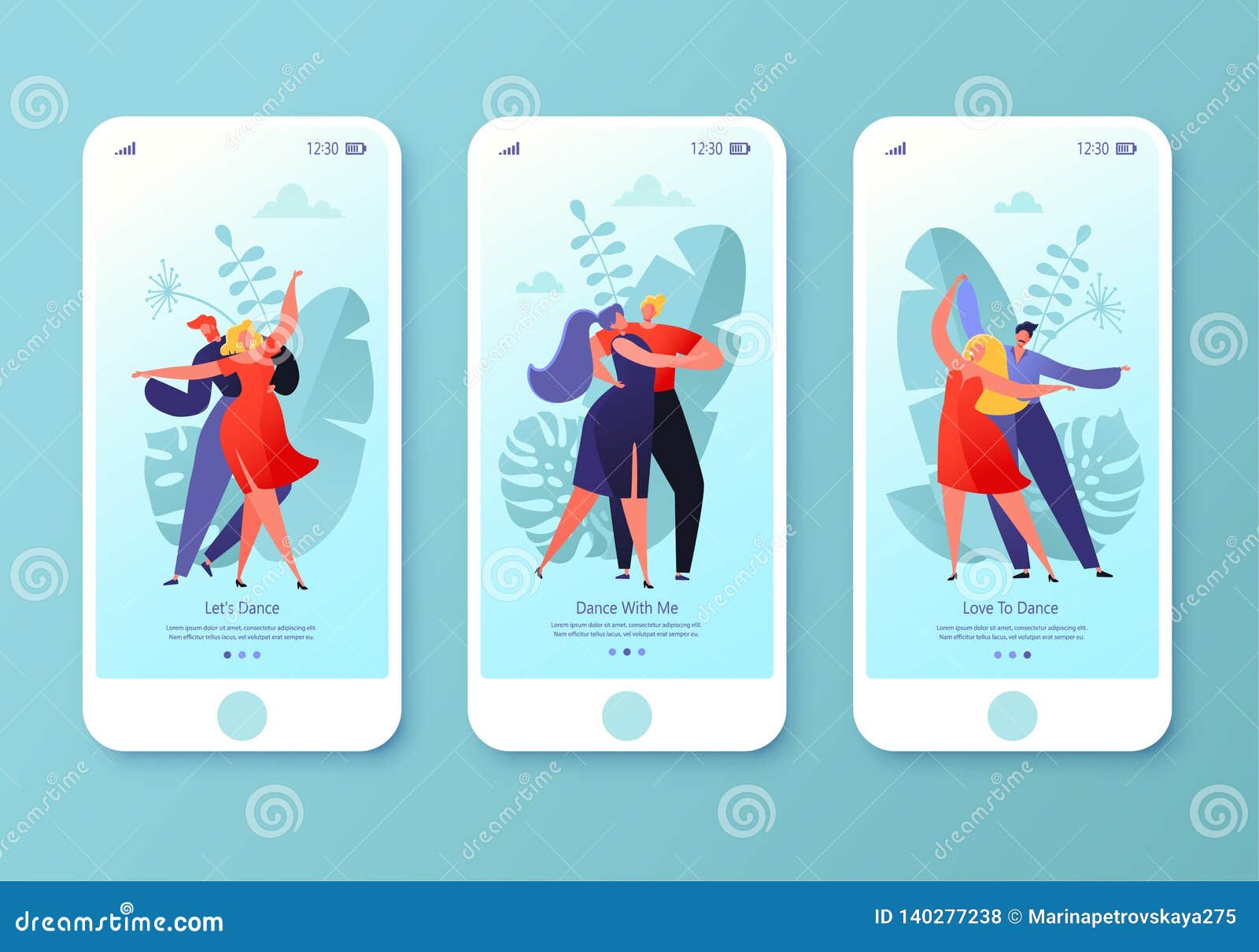 Mobile App Page, Screen Set. Concept for Website with Flat Happy ...