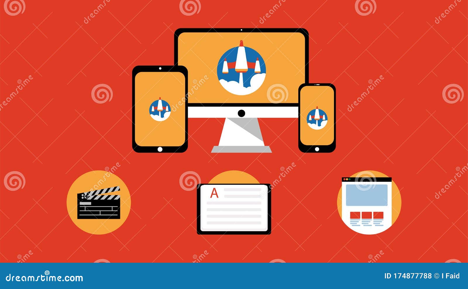 Mobile App Templates Yellow and Red Stock Vector - Illustration of ...