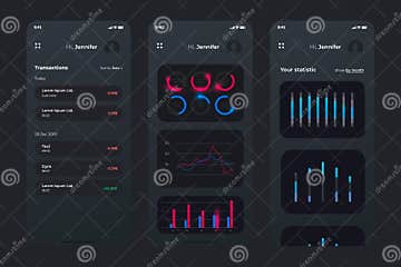 Mobile App Design HUD Interface Elements Template. Three Variations of ...