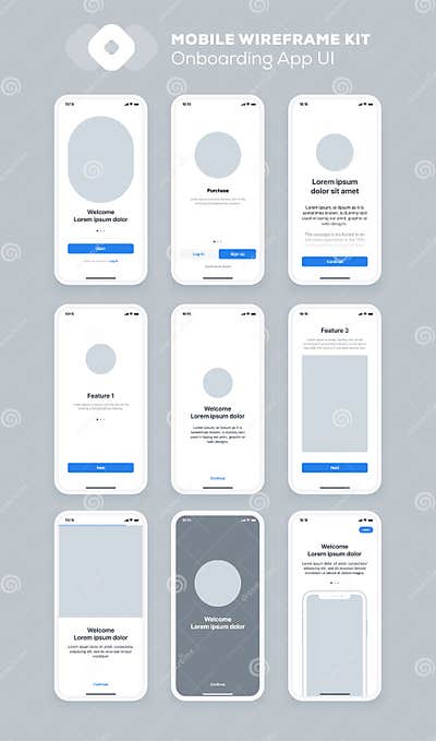 Mobile App Design. UI UX Wireframe Kit for Smartphone Stock Vector ...