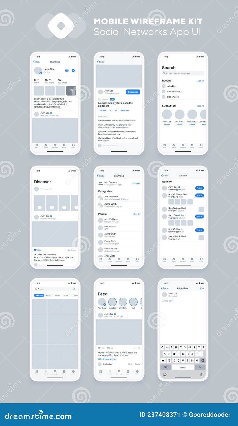 Mobile App Design. UI UX Wireframe Kit for Smartphone Stock ...