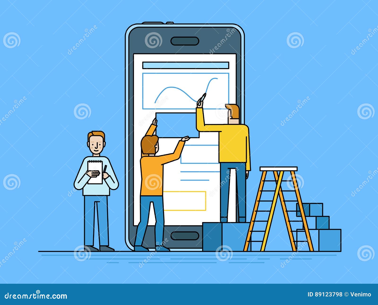 Mobile App Design and User Interface Development Concept Stock Vector - Illustration of element ...