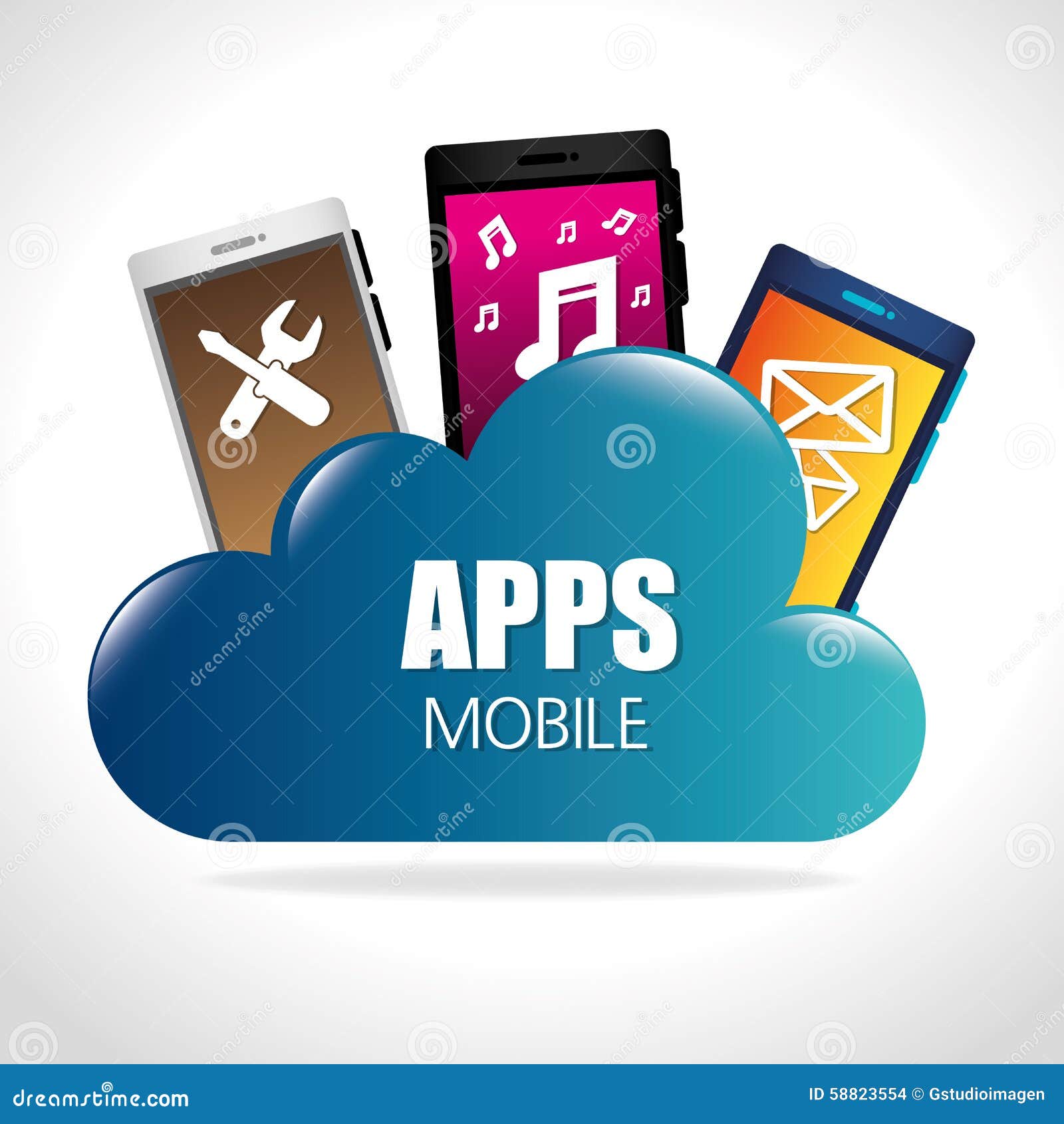 Mobile app design. stock vector. Illustration of clouds - 58823554
