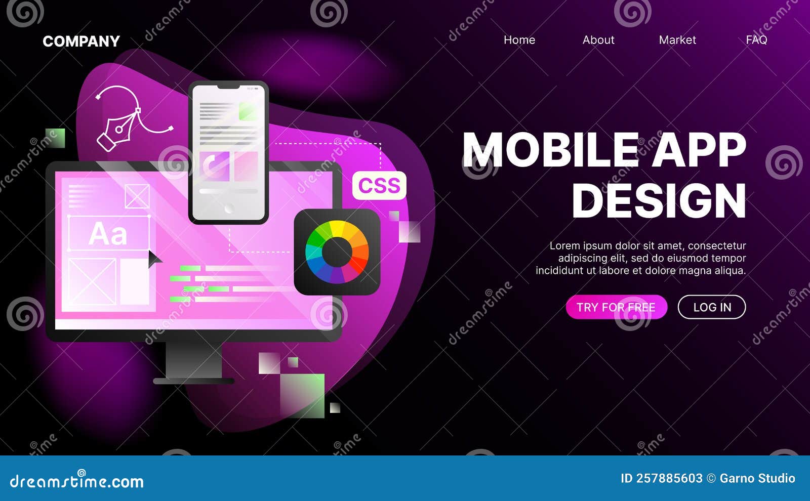 Mobile App Design. Website Page Horizontal Template Stock Vector ...