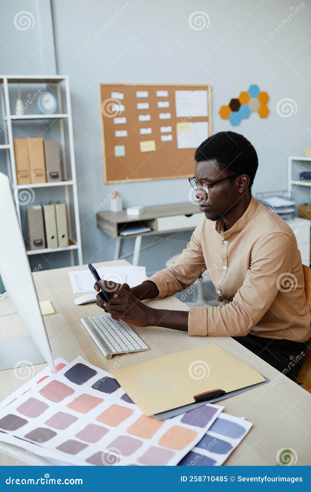 Mobile App Designer at Workplace Stock Image - Image of coding, black ...