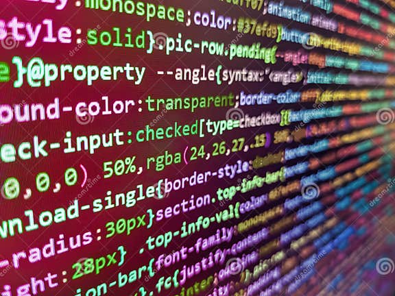 Mobile App Developer Coding Script Text On Screen Php And Css Code Close Up Computer Code