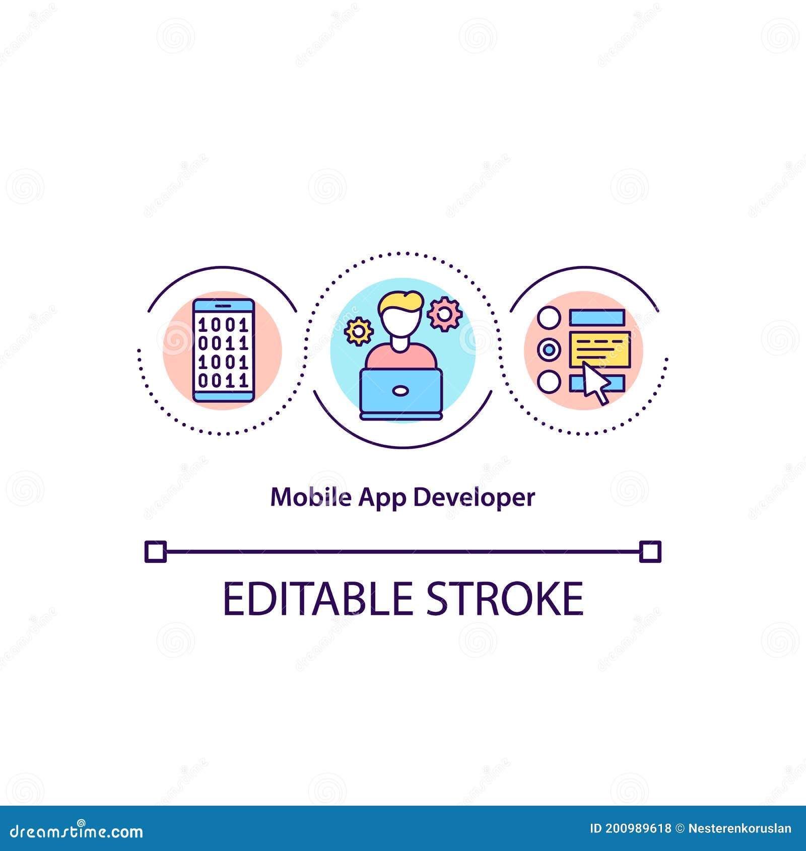 Mobile App Developer Concept Icon Stock Vector - Illustration of idea ...