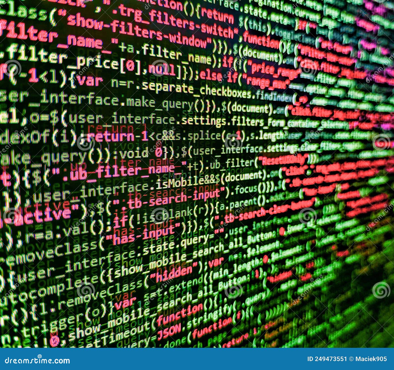 Mobile App Developer Shallow Depth Of Field Effect Programming Javascript On Laptop Computer